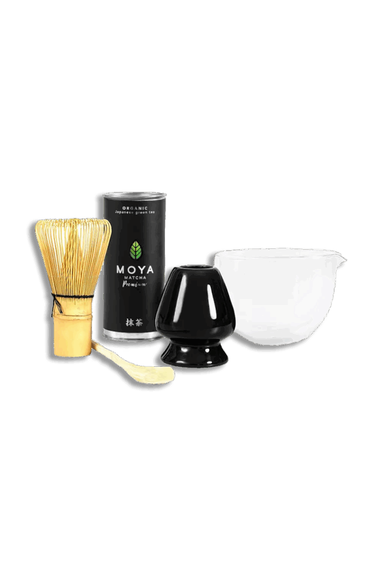 Moya Matcha Ceremonial Set Glass matcha bowl with a spout - Moya Matcha